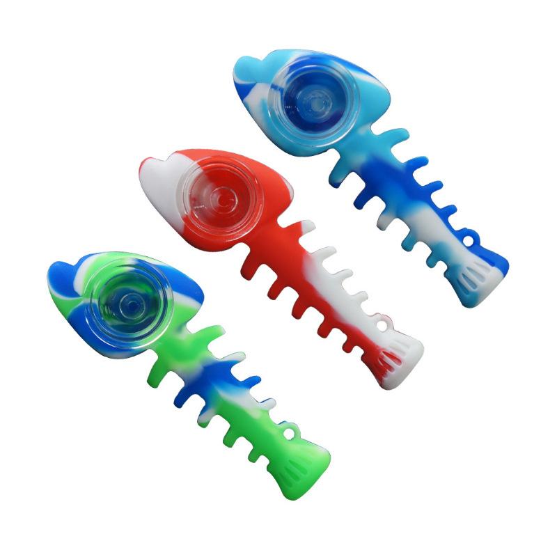 Fish Bone Silicone Weed Pipe - Puffing Bird