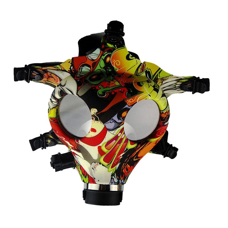 Color Printed Silicone Gas Mask Bong with Acrylic Bong - Puffing Bird
