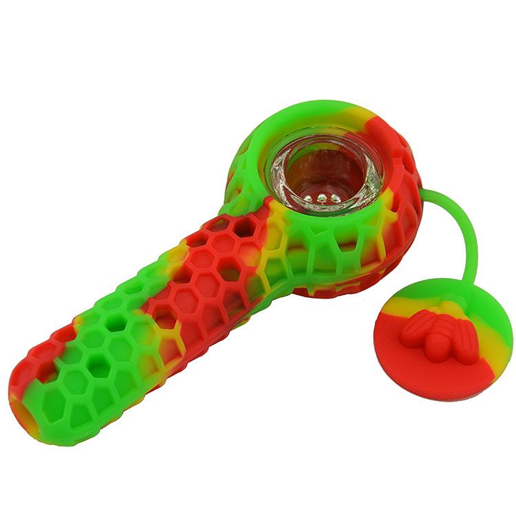 Honeybee Camouflage Silicone Pot Pipe - Puffing Bird