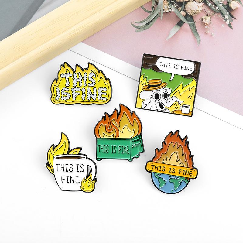THIS IS FINE Enamel Pin - Puffing Bird