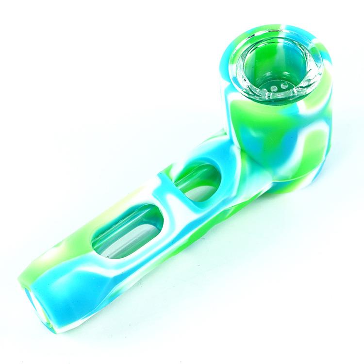 Mixed Color Silicone Hand Weed Pipe - Puffing Bird