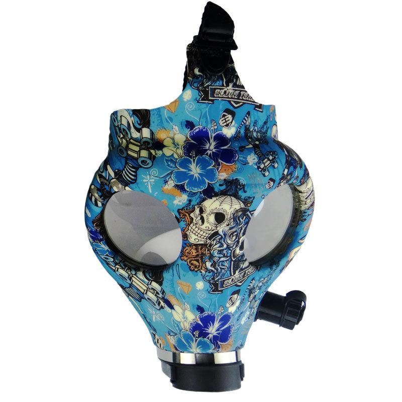 Color Printed Silicone Gas Mask Bong with Acrylic Bong - Puffing Bird