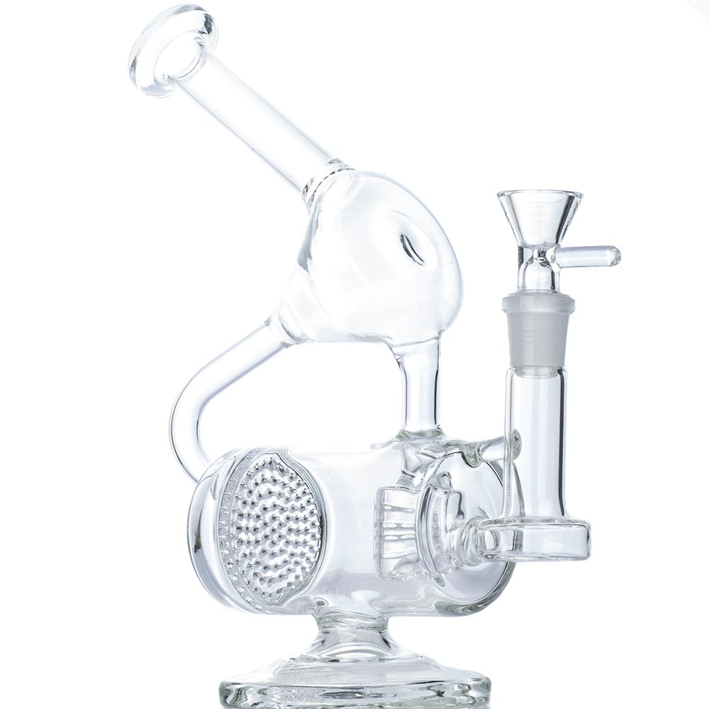 9" Clear Glass Multi Perc Dab Rig - Puffing Bird