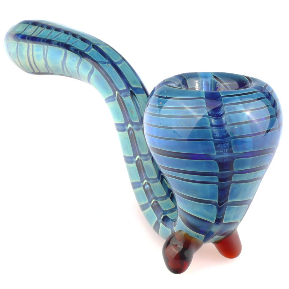 Blue Wrap and Raked Sherlock Pipe - Puffing Bird