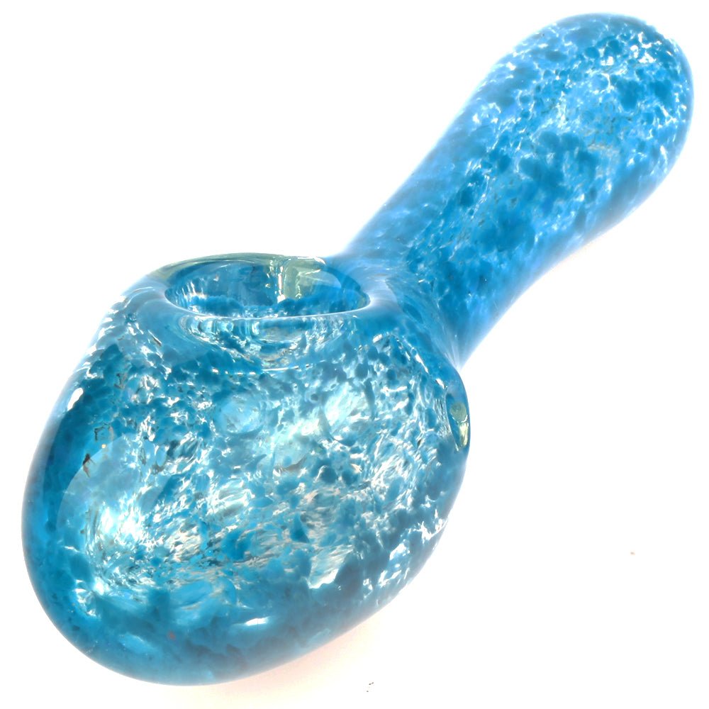 Blue Frit Glass Spoon Pipe - Puffing Bird