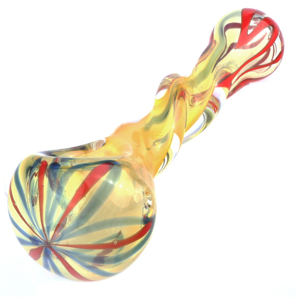 Swirl Large Glass Spoon Pipe w/ Glass Orbs - Puffing Bird