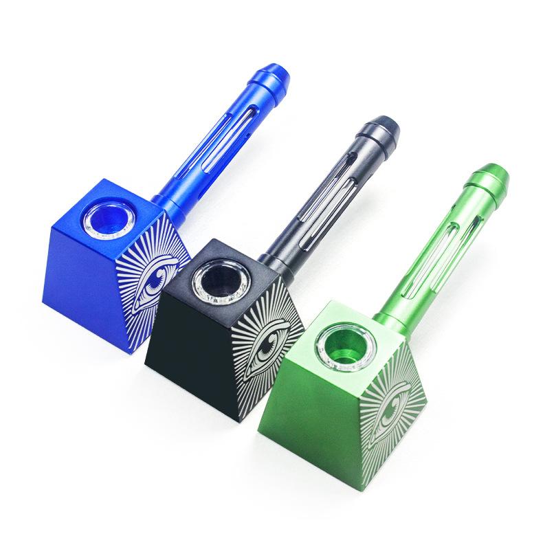 Aluminum Alloy Pyramid Smoking Pipe Random Color - Puffing Bird
