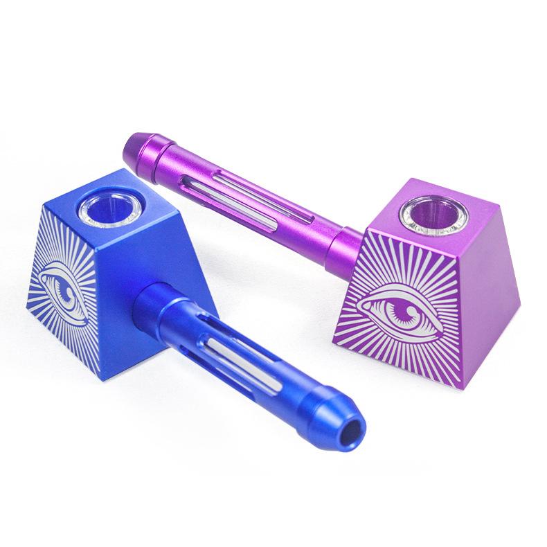 Aluminum Alloy Pyramid Smoking Pipe Random Color - Puffing Bird