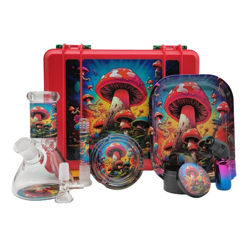 6-Piece Mini Beaker Bong Stash Box Kit - Patterned Case with Glass ...