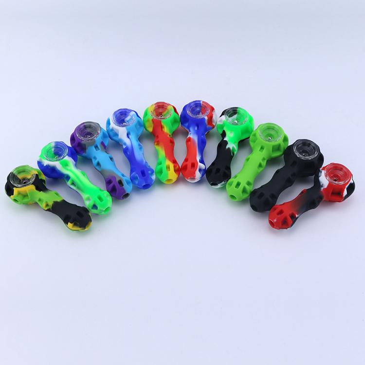 4.33" Silicone Smoking Pipe with Lid - Classic Silicone Dab Pipe ...