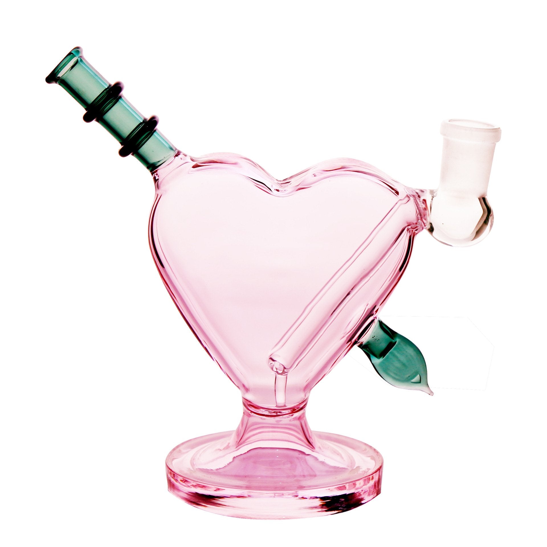 Mini Pink Heart-Shaped Glass Dab Rig - Puffing Bird