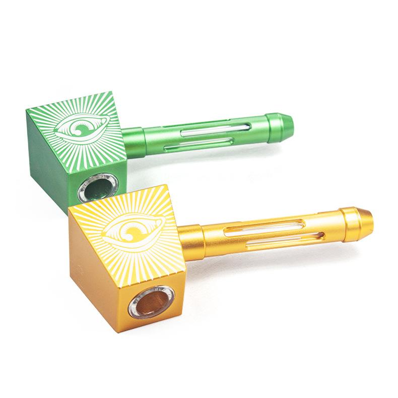 Aluminum Alloy Pyramid Smoking Pipe Random Color - Puffing Bird