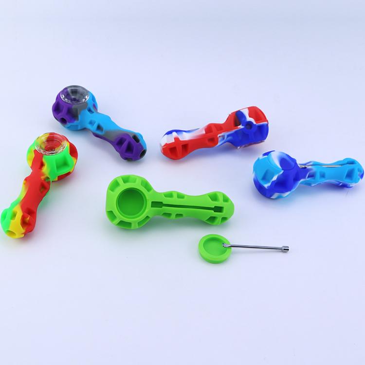 4.33" Silicone Smoking Pipe with Lid - Classic Silicone Dab Pipe ...