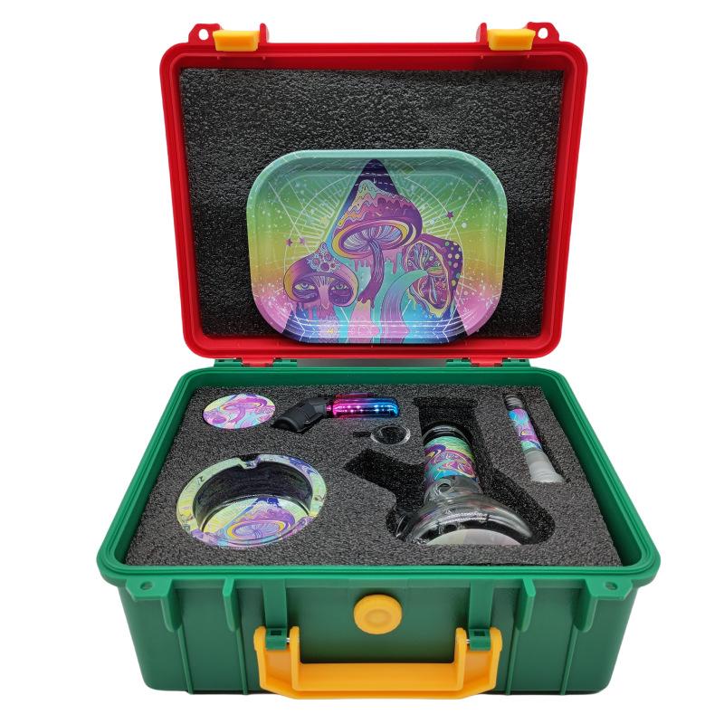 6-Piece Mini Beaker Bong Stash Box Kit - Patterned Case with Glass ...